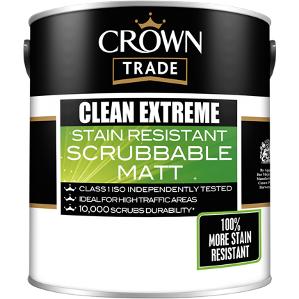 Crown Trade Clean Extreme Scrubbable Matt Paint | Tradec Supplies